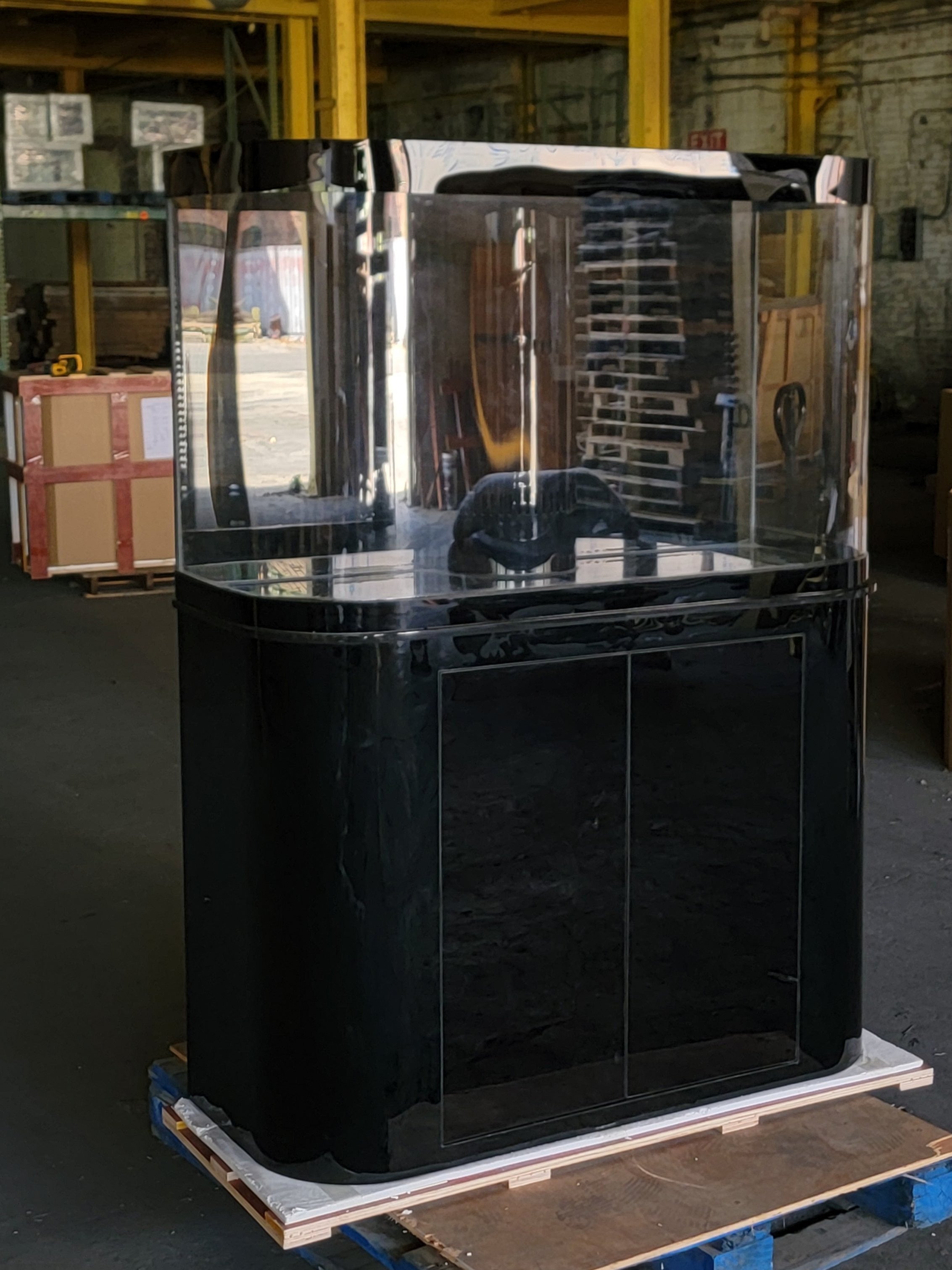 120g Curved Panoramic Flat Bowfront Glass Reef-Ready Aquarium in Gloss ...